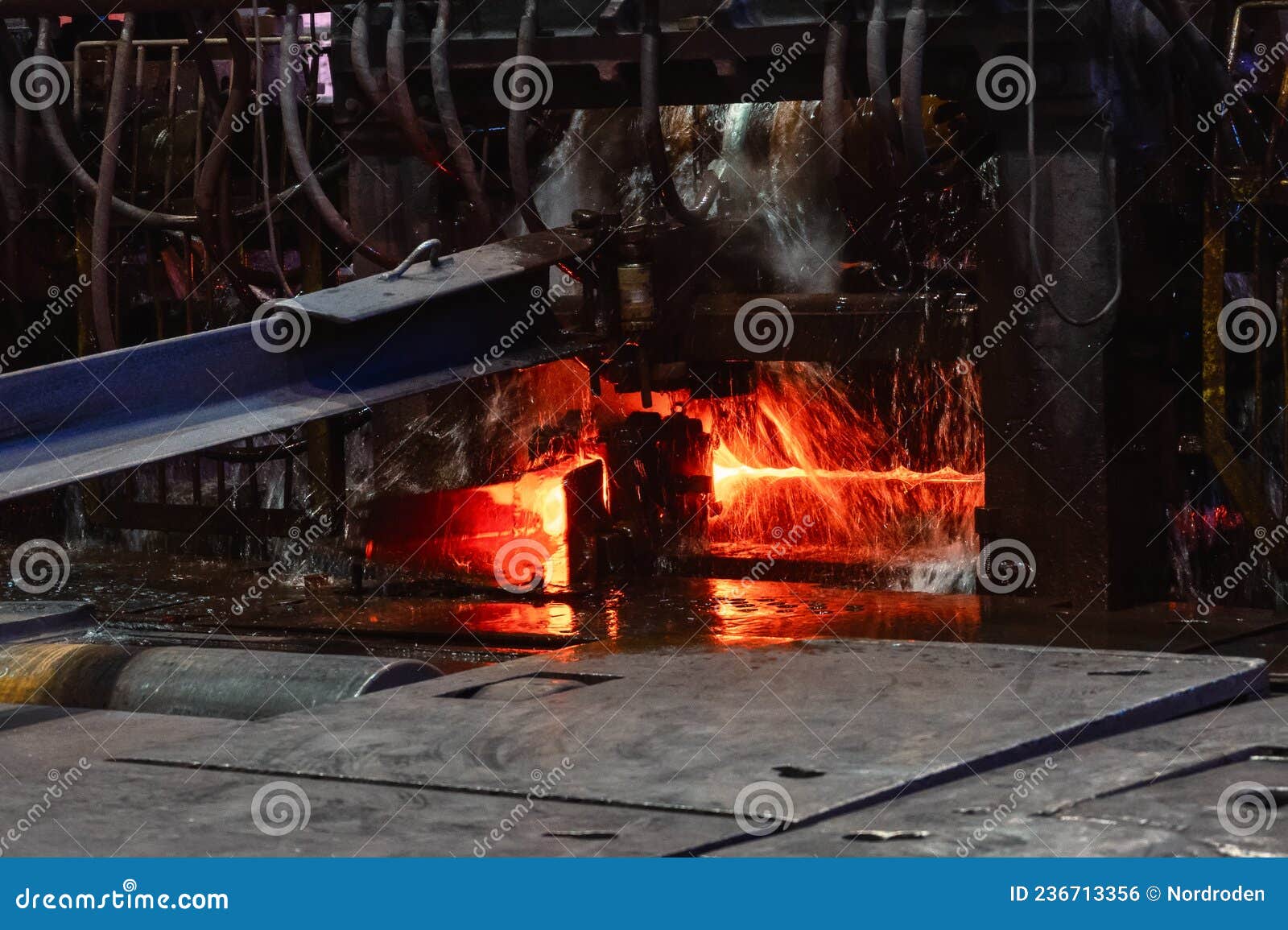 The Rolling Mill in Operation. Manufacturing of Hot Rolled Steel Stock ...
