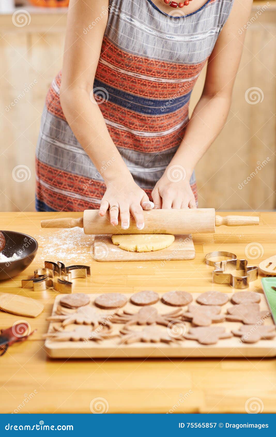 Rolling out cookie dough stock image. Image of spider - 75565857