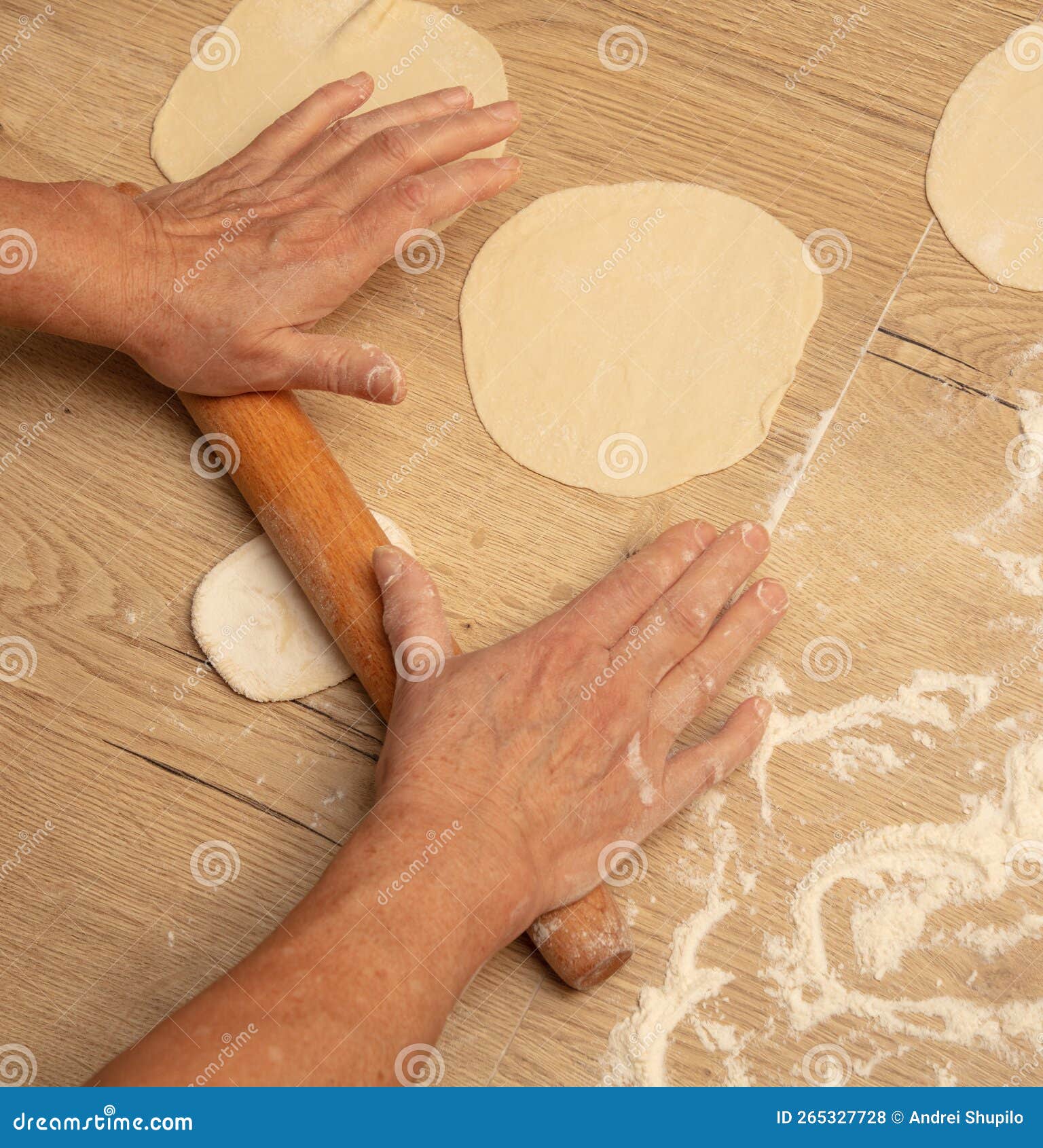 Rolling Out the Dough with Your Hands. Stock Photo - Image of food ...