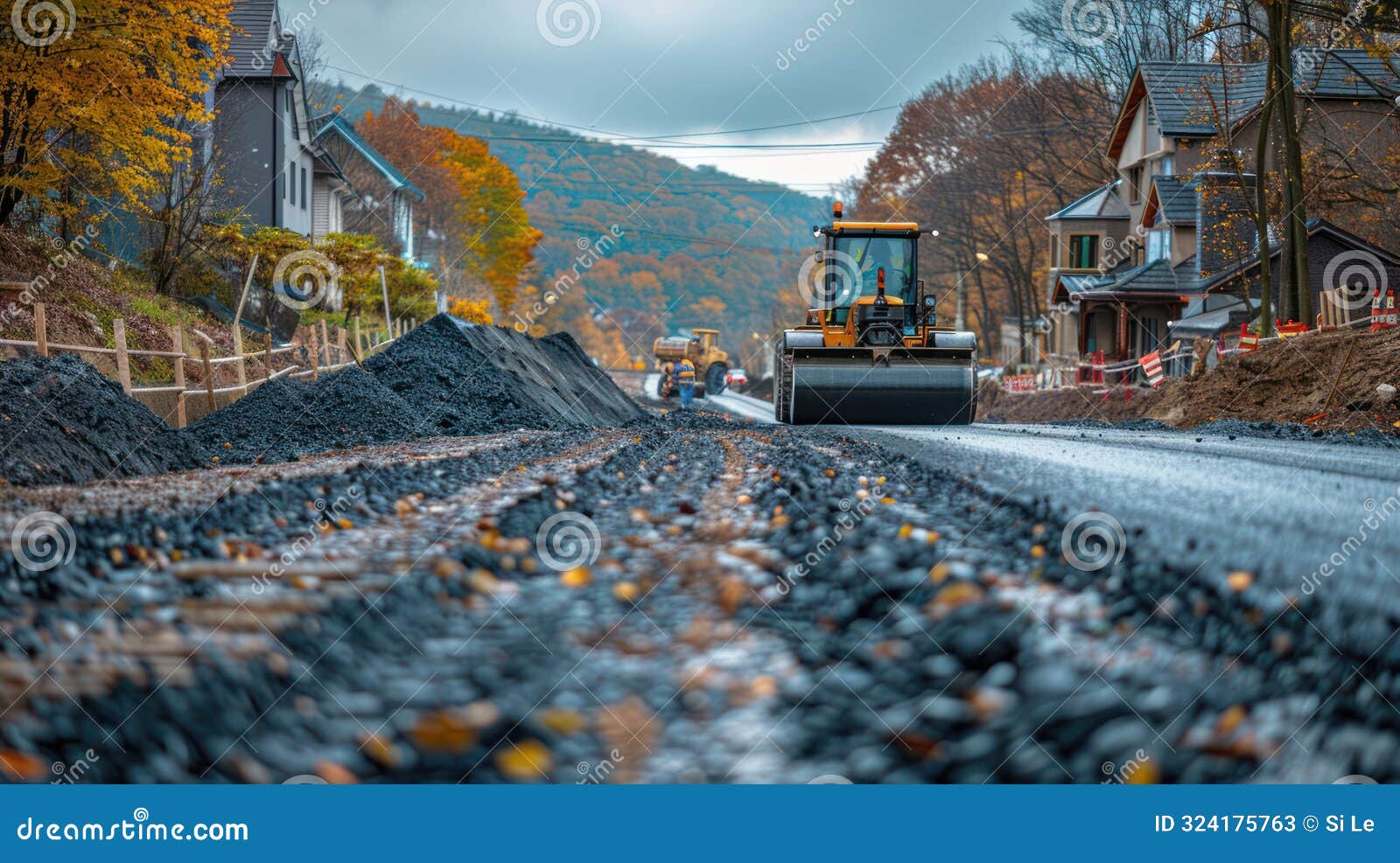 Rolling Out Progress: Road Construction With Roller Compactor And ...
