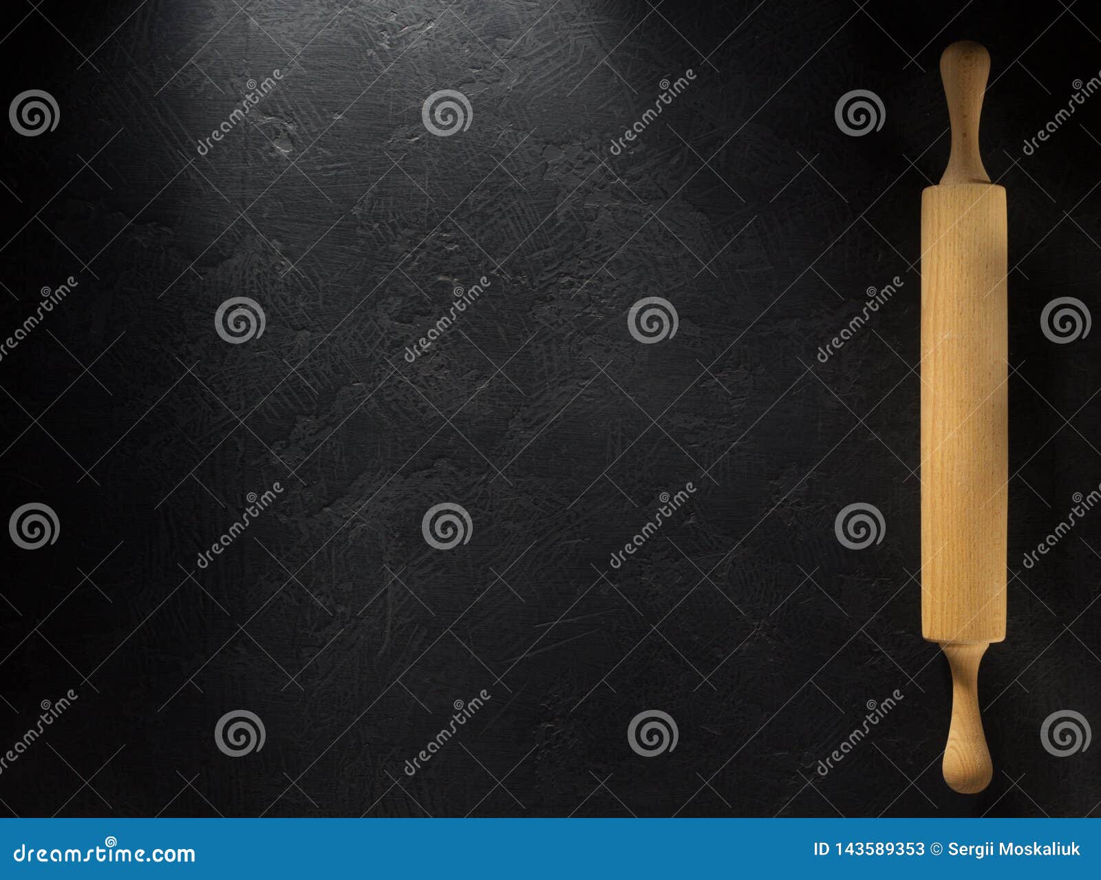 Rolling Pin on Black Background Stock Image - Image of text, material ...