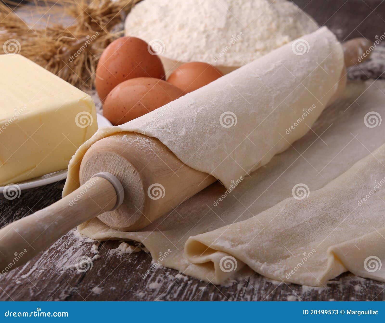 Rolling pin and dough stock image. Image of preparation - 20499573