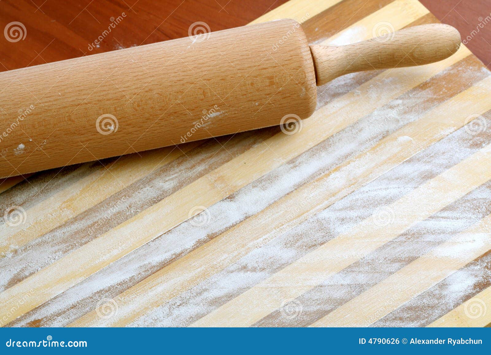 Rolling Pin, Flour and Cutting Board Stock Photo - Image of bakery ...