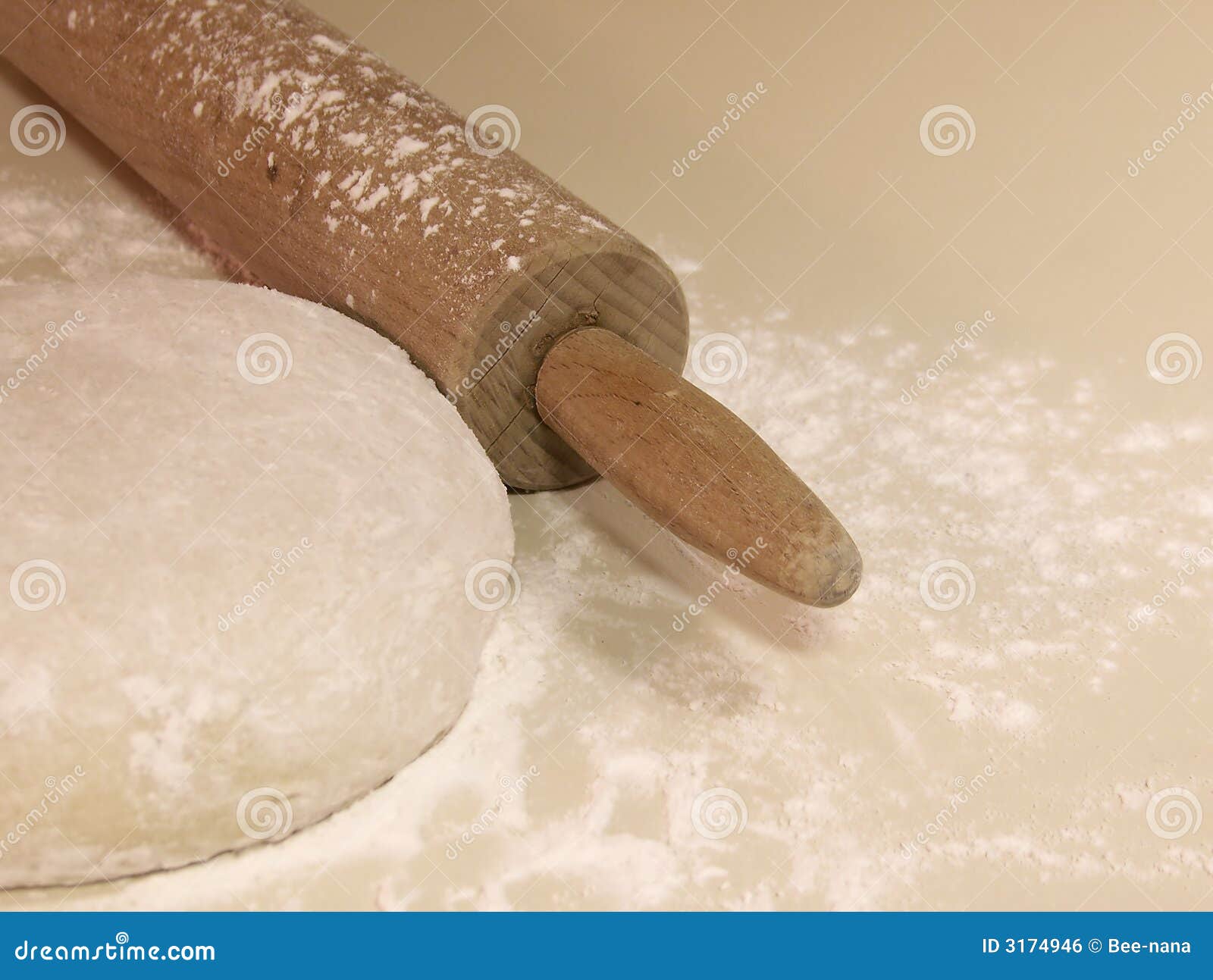 Rolling Pin, Flour, and Dough Stock Photo - Image of cooking, wood: 3174946