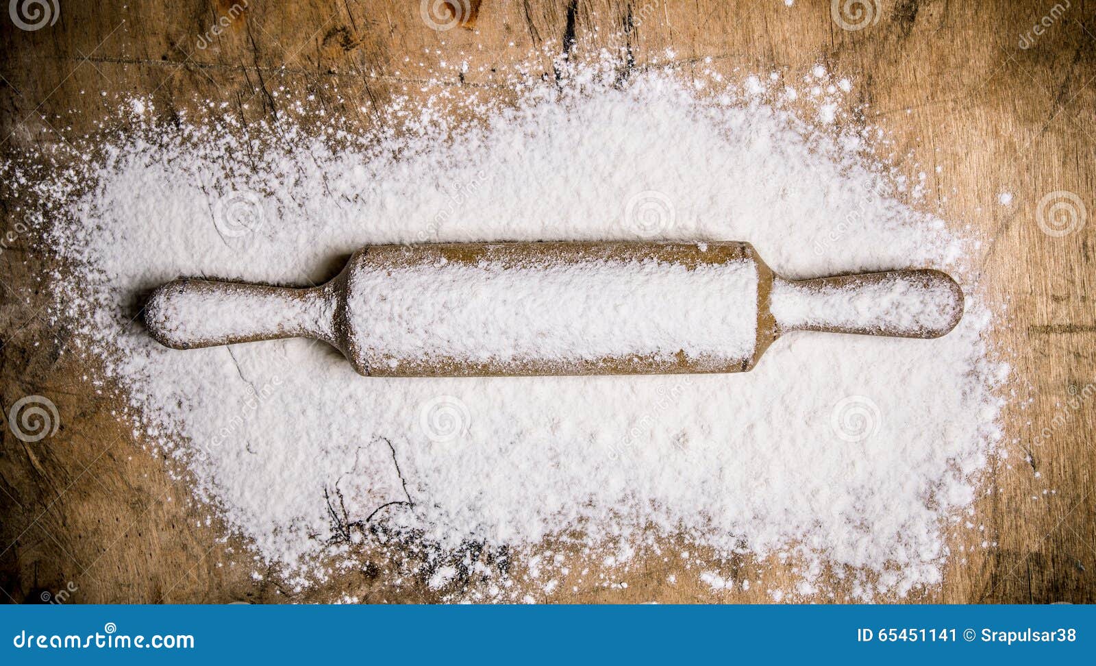 The Rolling Pin with Flour. on Wooden Table. Stock Image - Image of ...