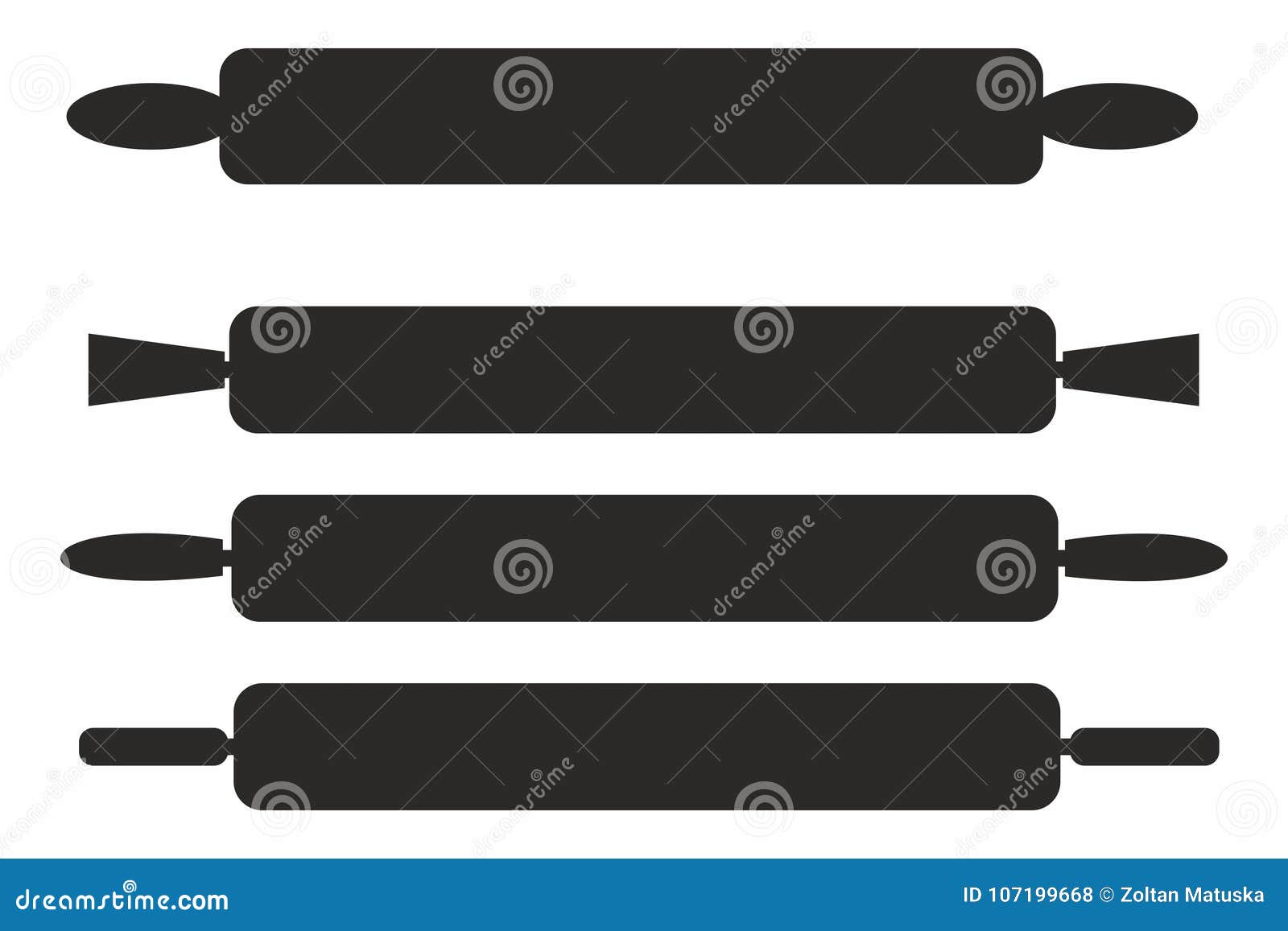Rolling Pin Kitchen Tool Set Monochrome Design Element Stock Vector ...