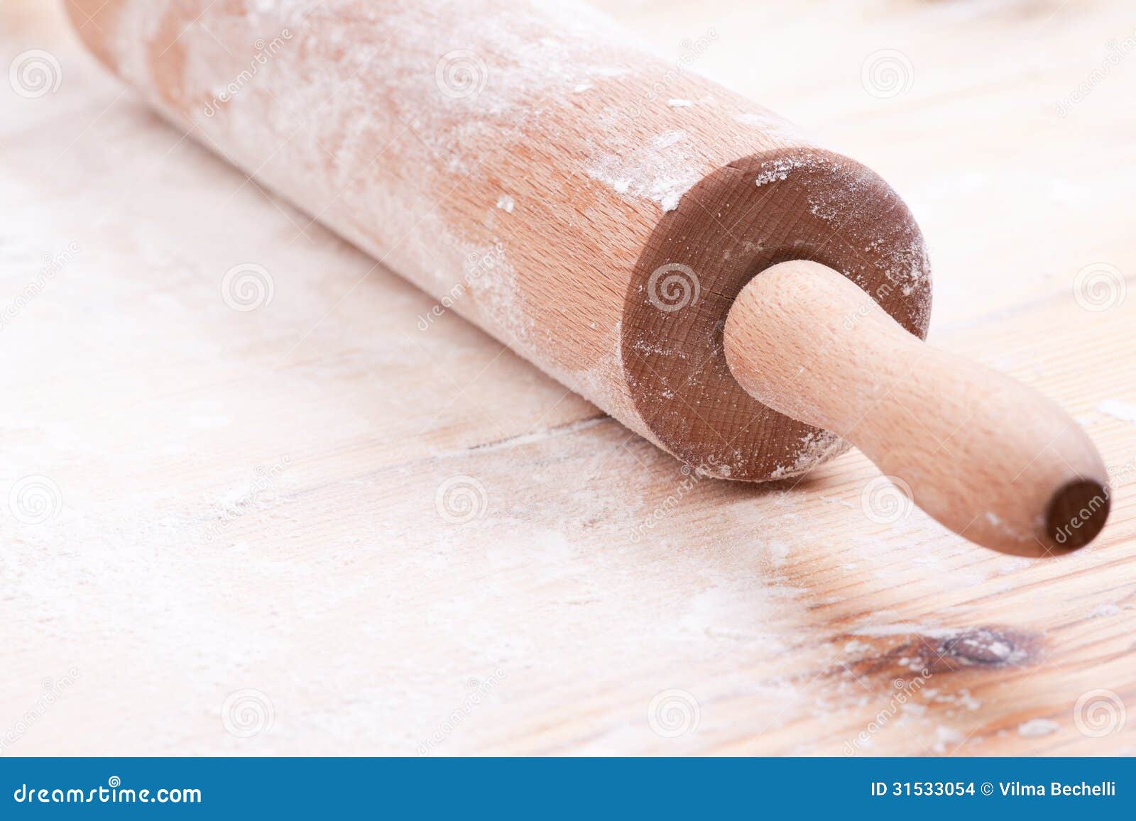 Rolling pin on the table stock photo. Image of food, pasta - 31533054