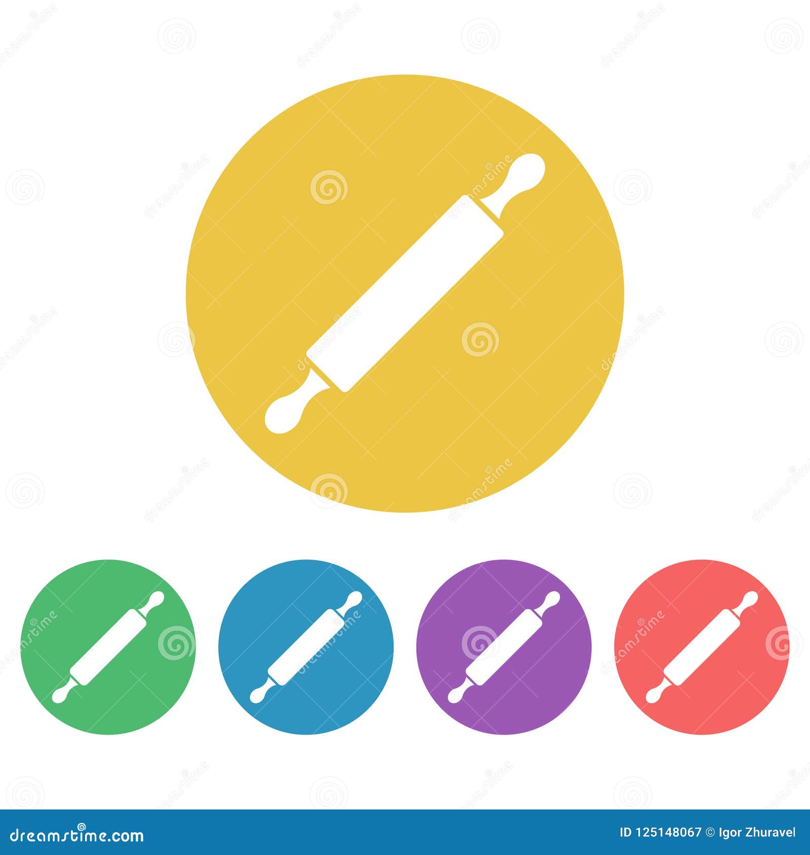 Rolling Pin Vector Colored Round Icons Stock Vector - Illustration of ...