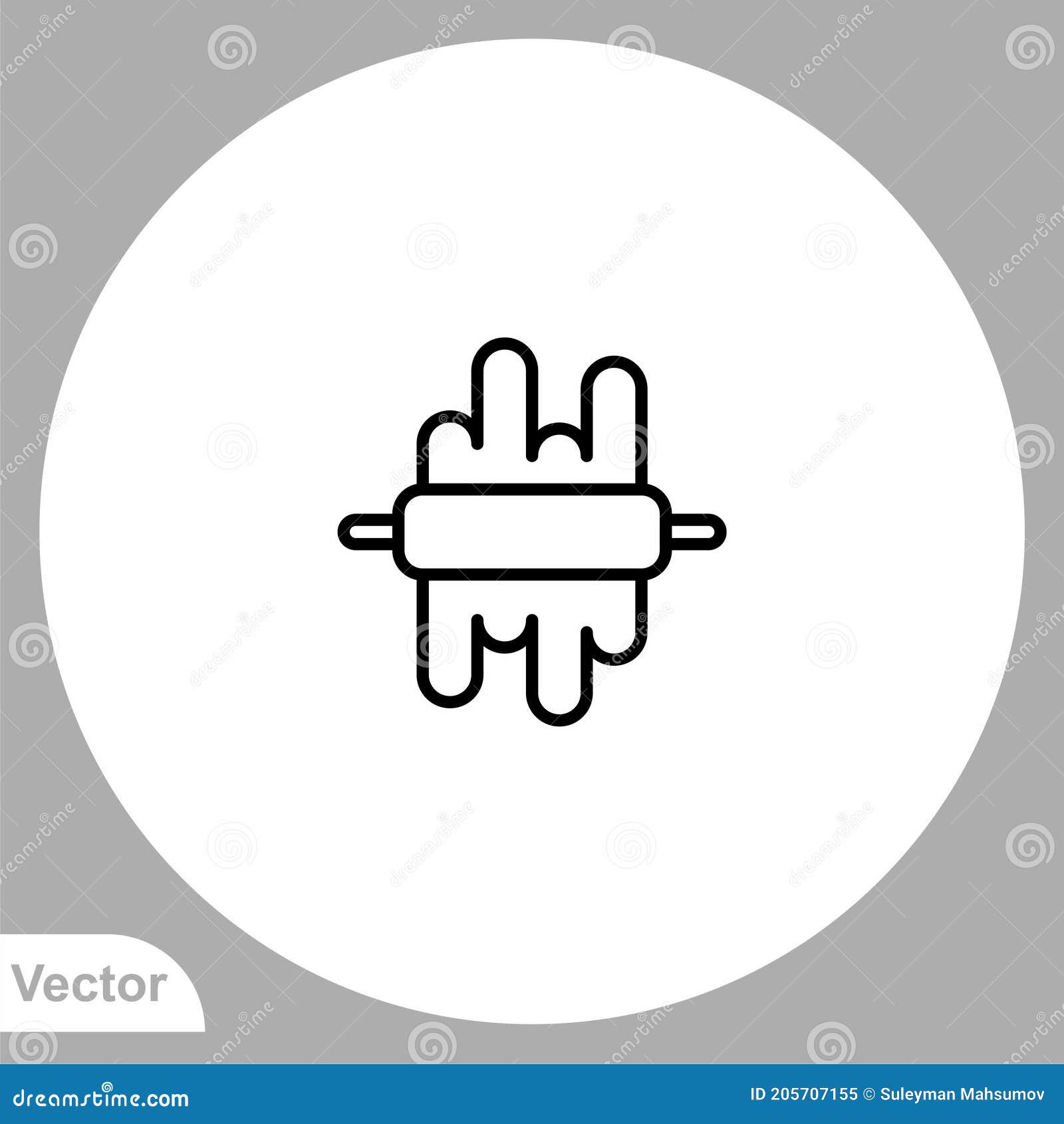 Rolling Pin Vector Icon Sign Symbol Stock Vector - Illustration of ...