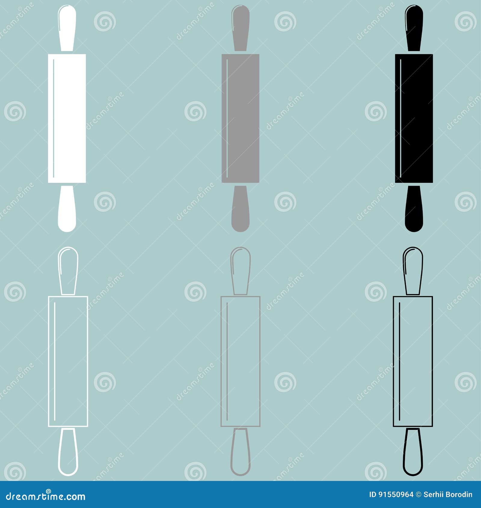 Rolling Pin White Grey Black Icon. Stock Vector - Illustration of ...
