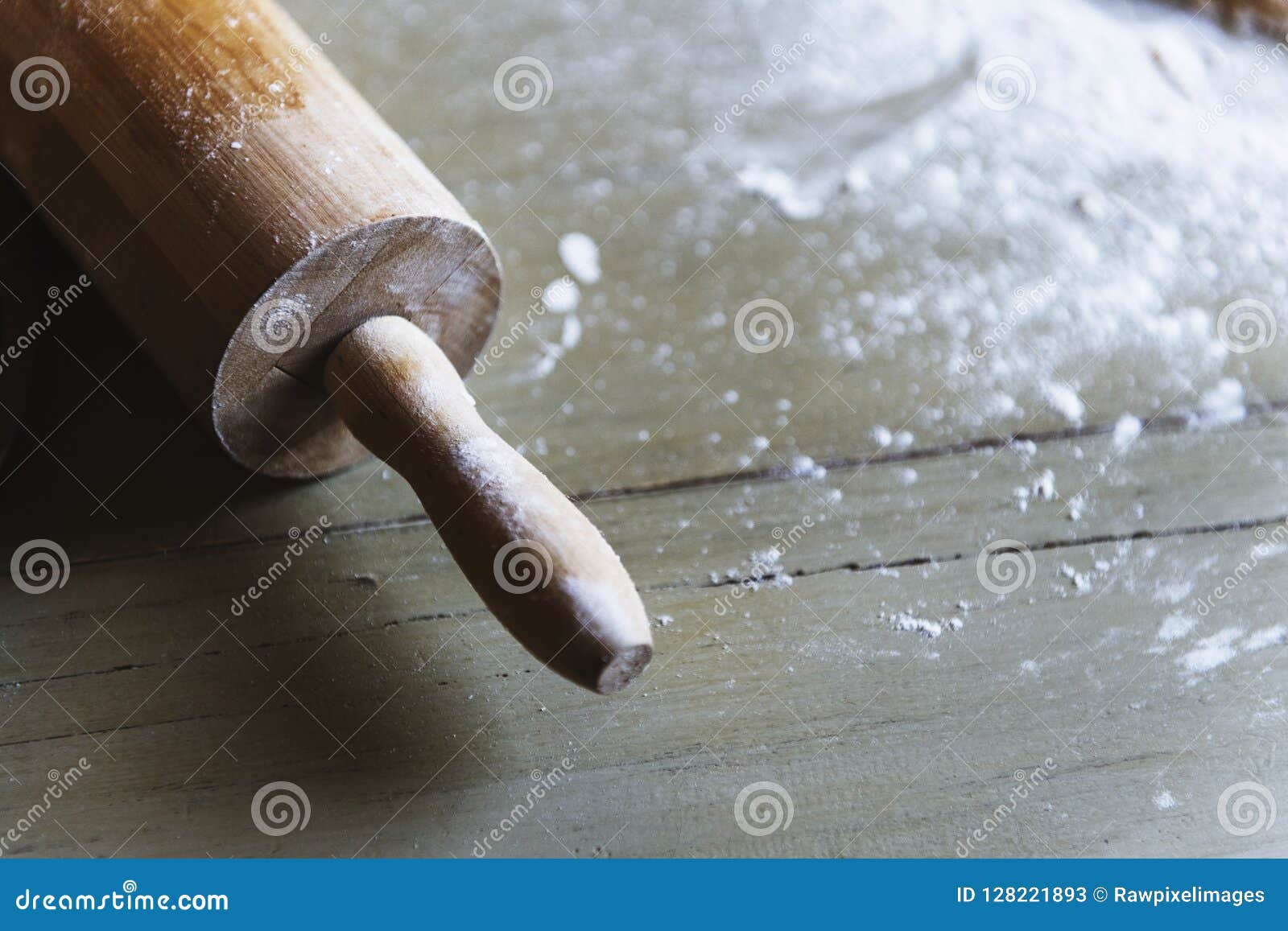 Rolling Pin on a Wooden Table Stock Image - Image of fresh, surface ...