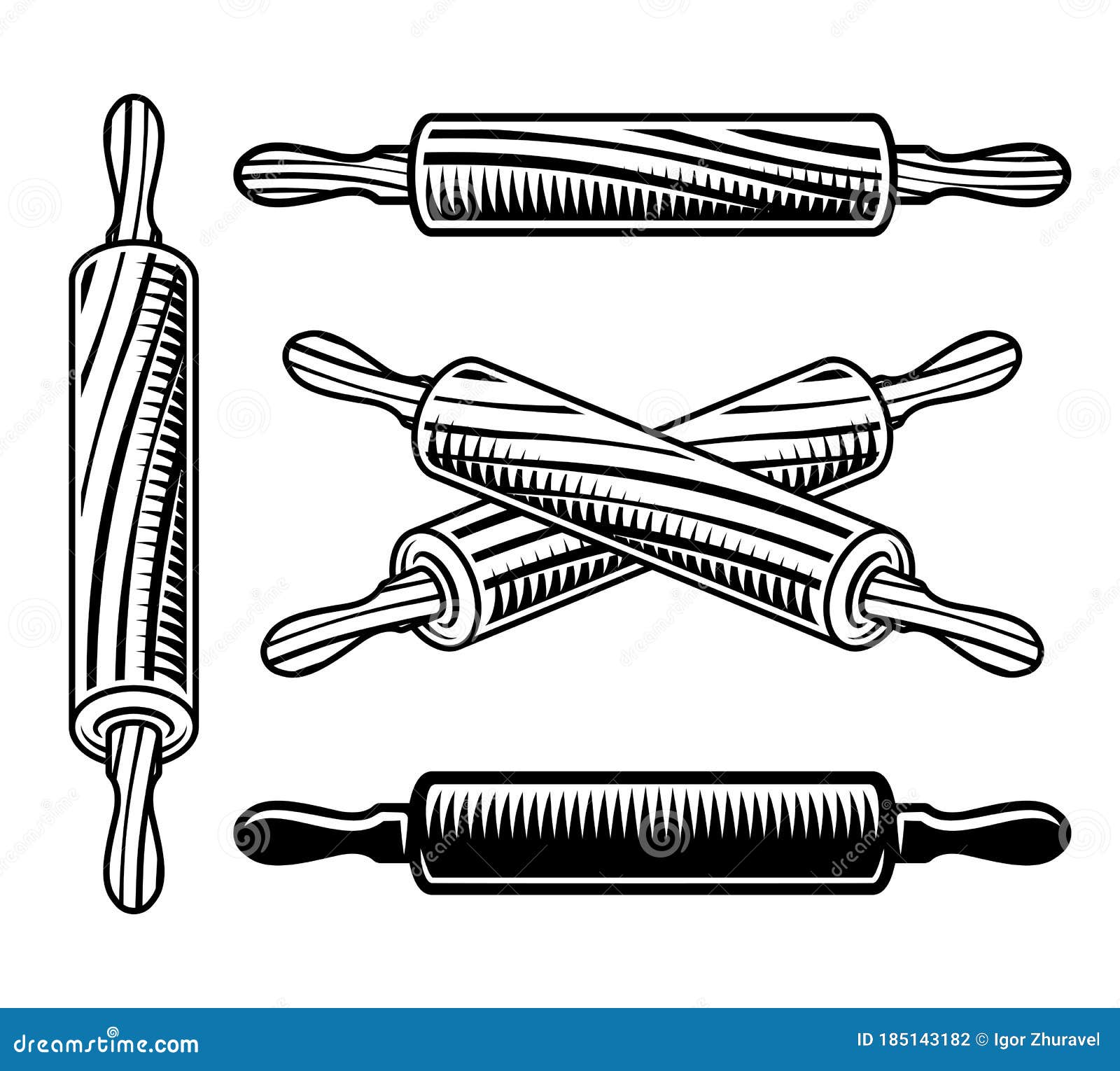Rolling Pins Set of Vector Objects or Elements Stock Vector ...
