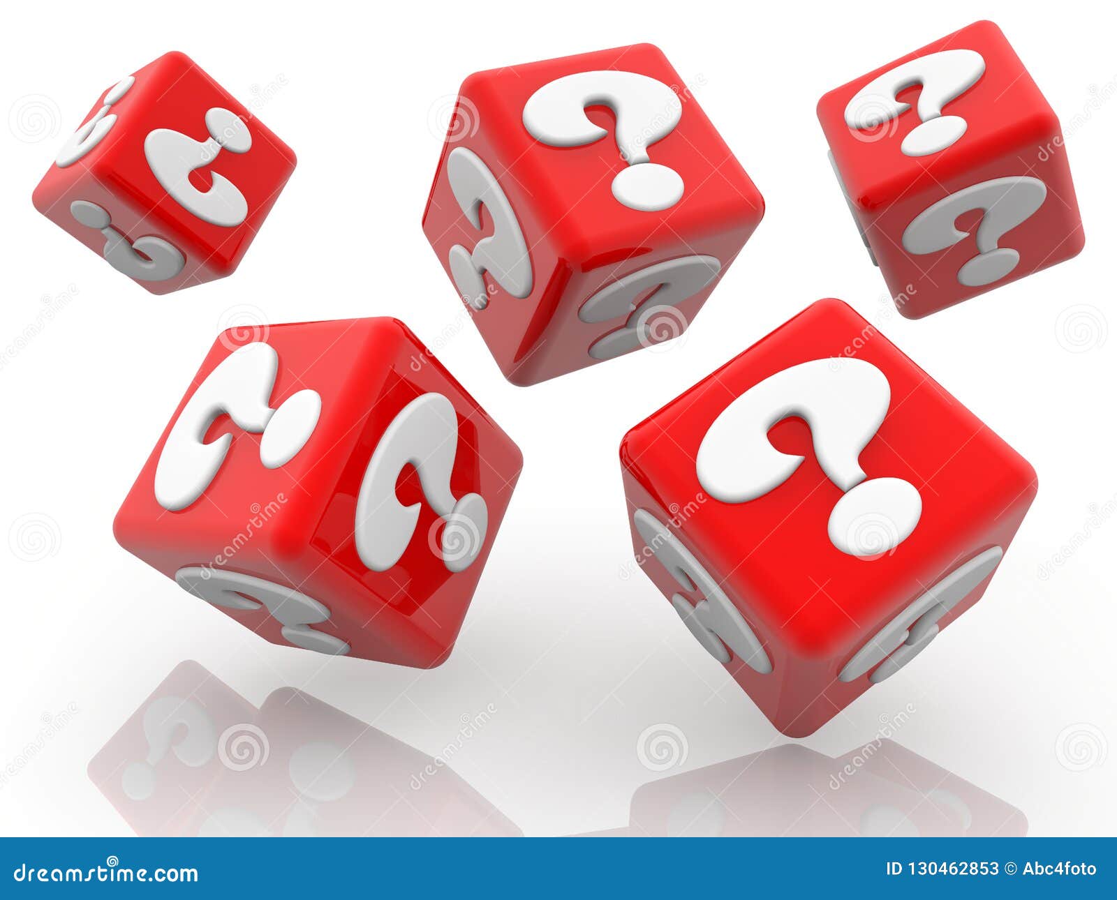 Rolling Red Cubes with Question Marks Concept on White Stock ...