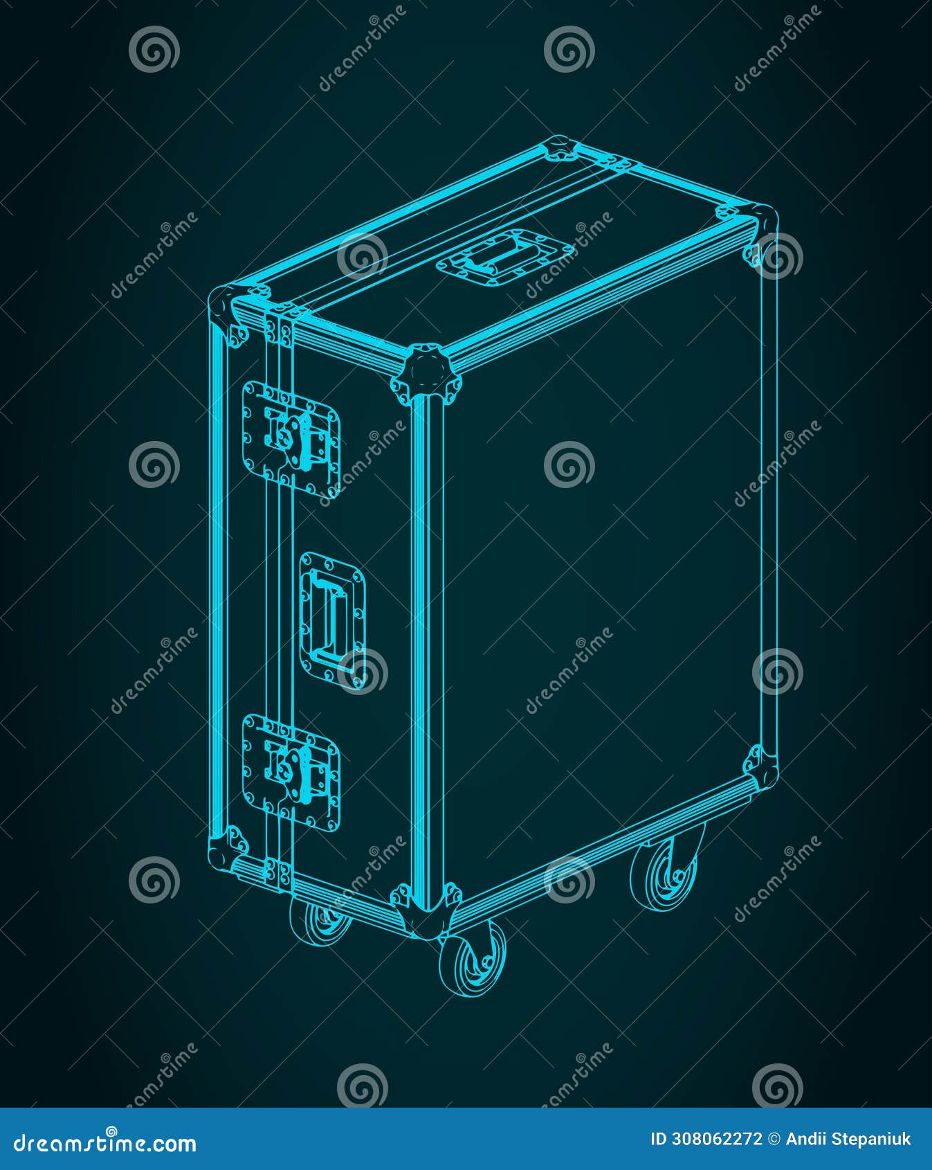 Rolling Road Case for Stage Equipment Isometric Blueprint Stock Vector ...
