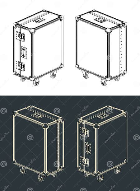 Rolling Road Case for Stage Equipment Isometric Blueprints Stock Vector ...