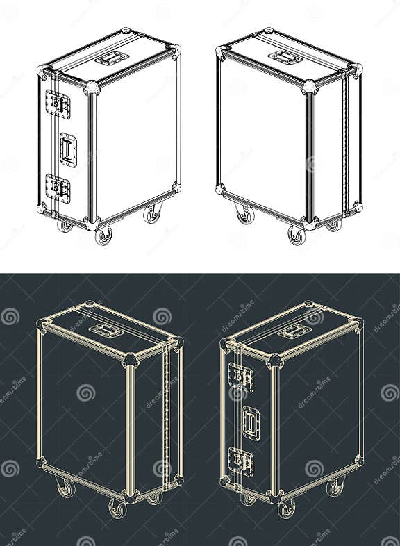 Rolling Road Case for Stage Equipment Isometric Blueprints Stock Vector ...
