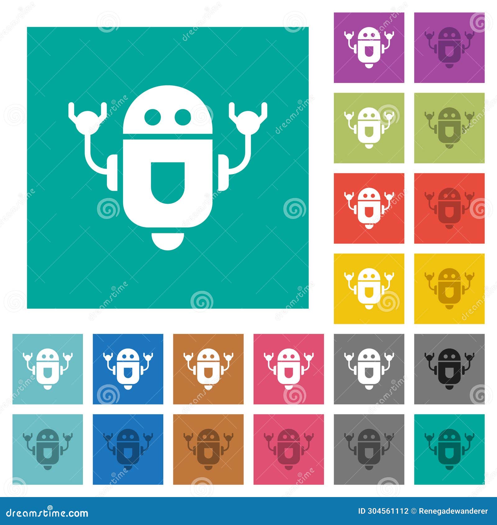 Tan Robot With Multi-Toroid Head And Round Mouth And Cyclops Eye And ...