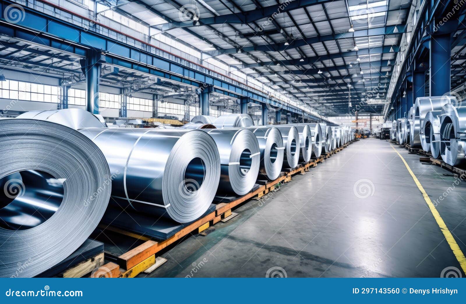 Rolling Steel Sheets in a Modern Factory Stock Illustration ...