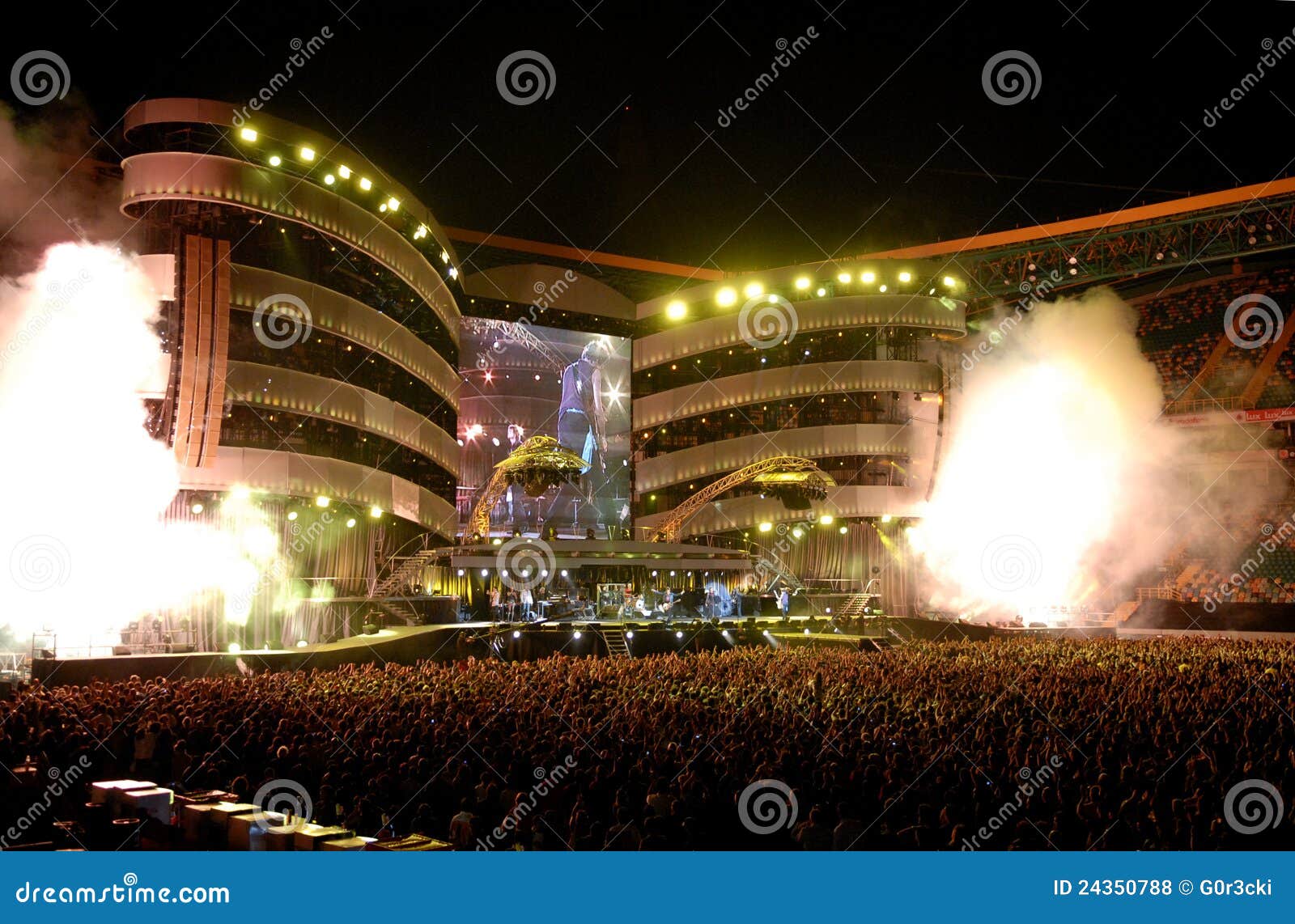 Night Scene, Live Music, Rolling Stones Concert, Fireworks Editorial ...