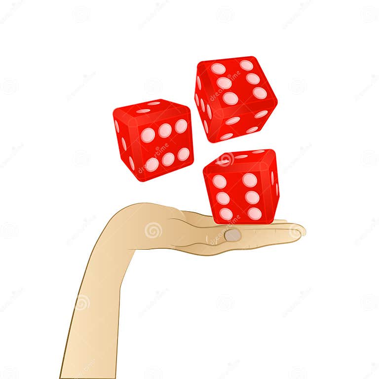 Rolling Three Dice on Human Palm Stock Illustration - Illustration of ...