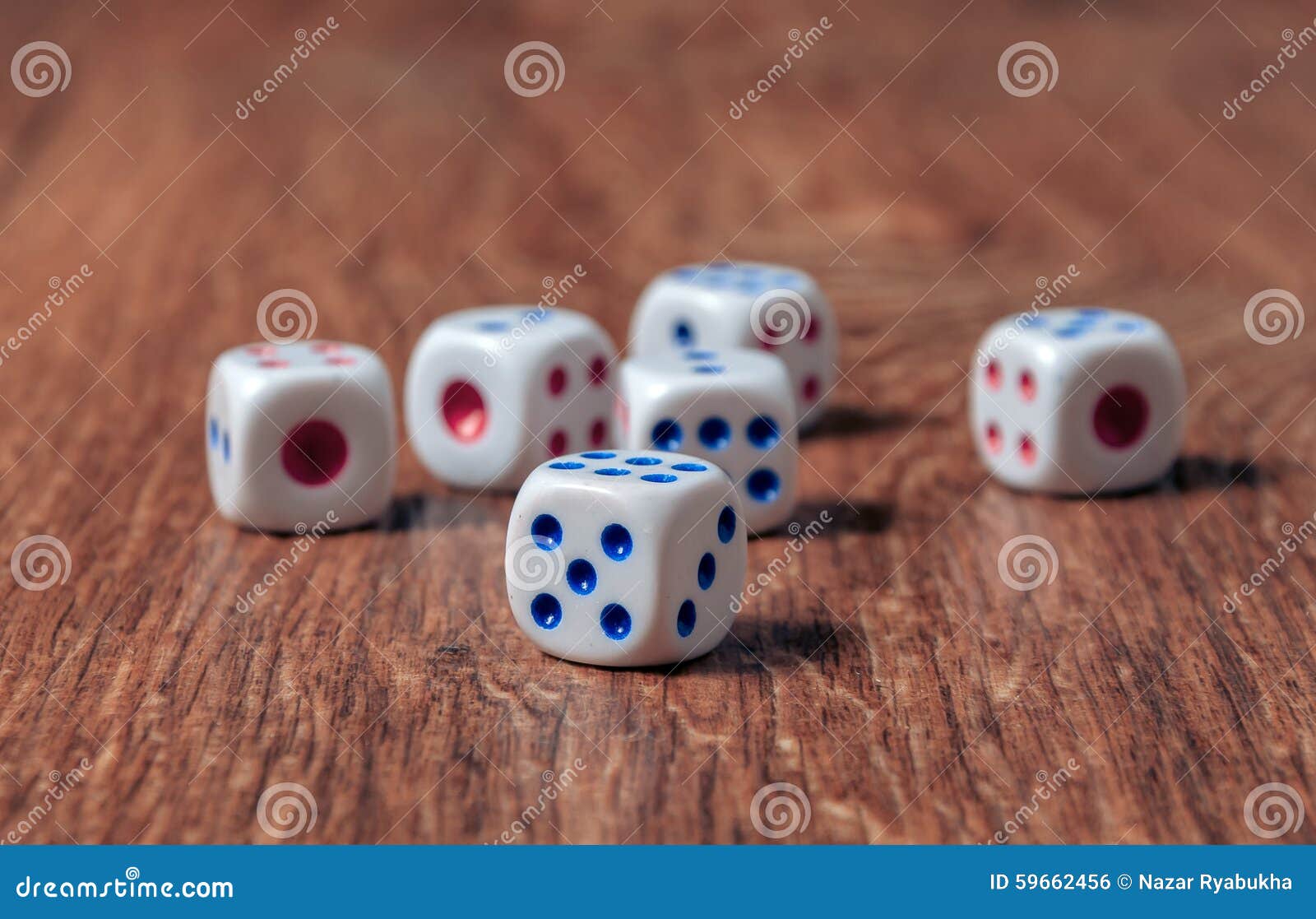 Rolling Three Dice on a Wooden Desk Stock Photo - Image of lucky ...