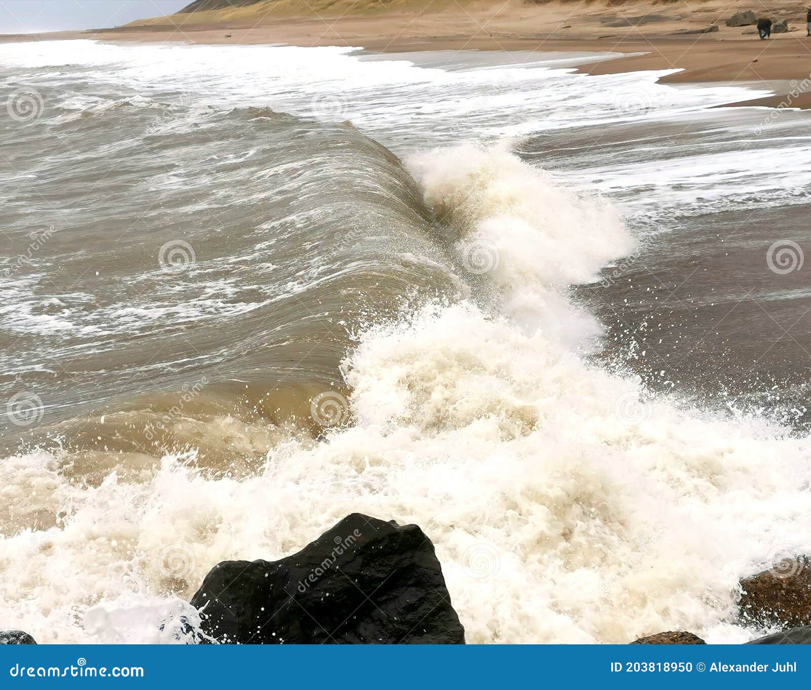 Rolling Wave Hitting the Beach Stock Photo - Image of beach, coast ...