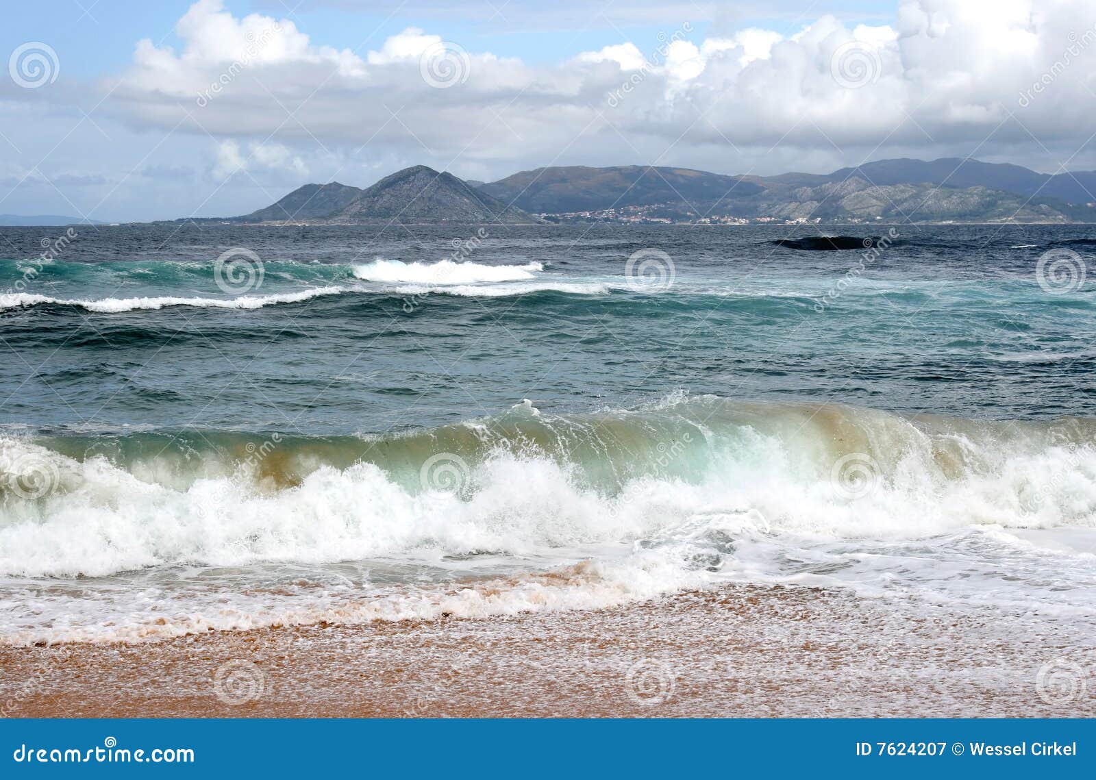 Rolling Waves Along the West Coast of Spain Stock Image - Image of ...