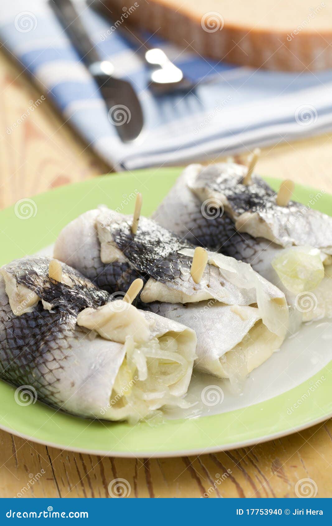 Rollmops on plate stock photo. Image of gourmet, party - 17753940