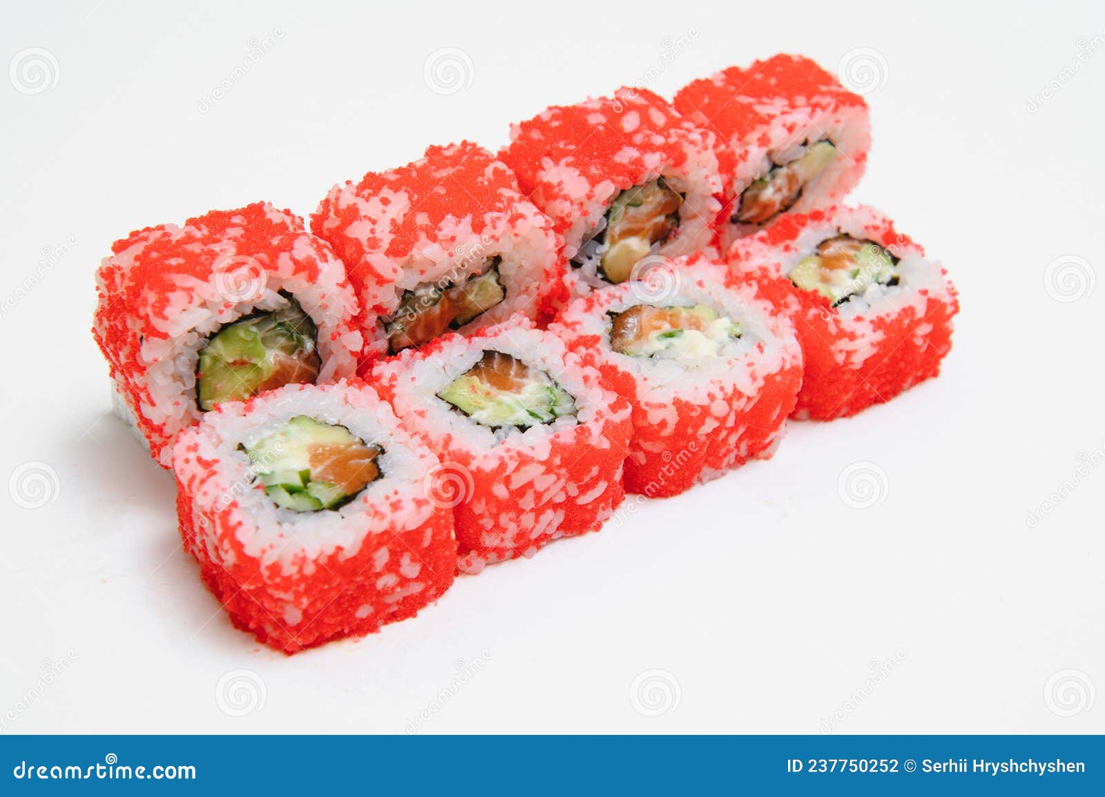 Rollo De Sushi Aislado En Blanco Foto de archivo - Imagen de arroz ...