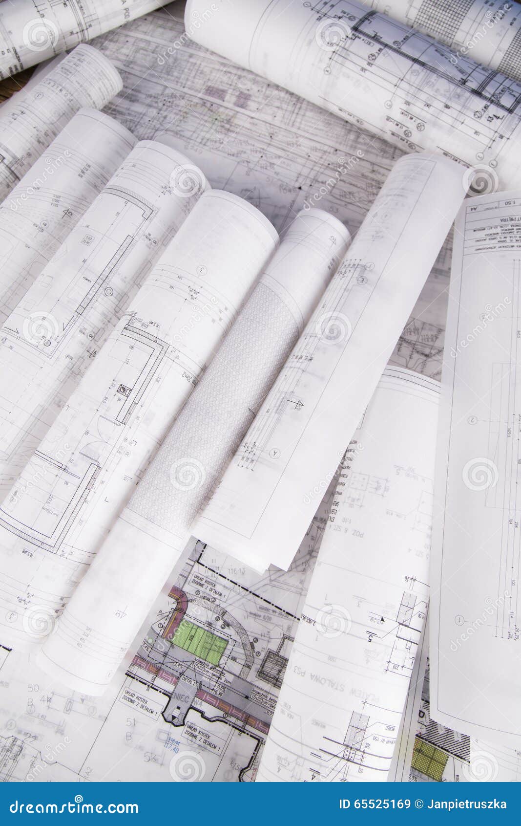 Rolls of Architecture Blueprints Concept Stock Image - Image of model ...
