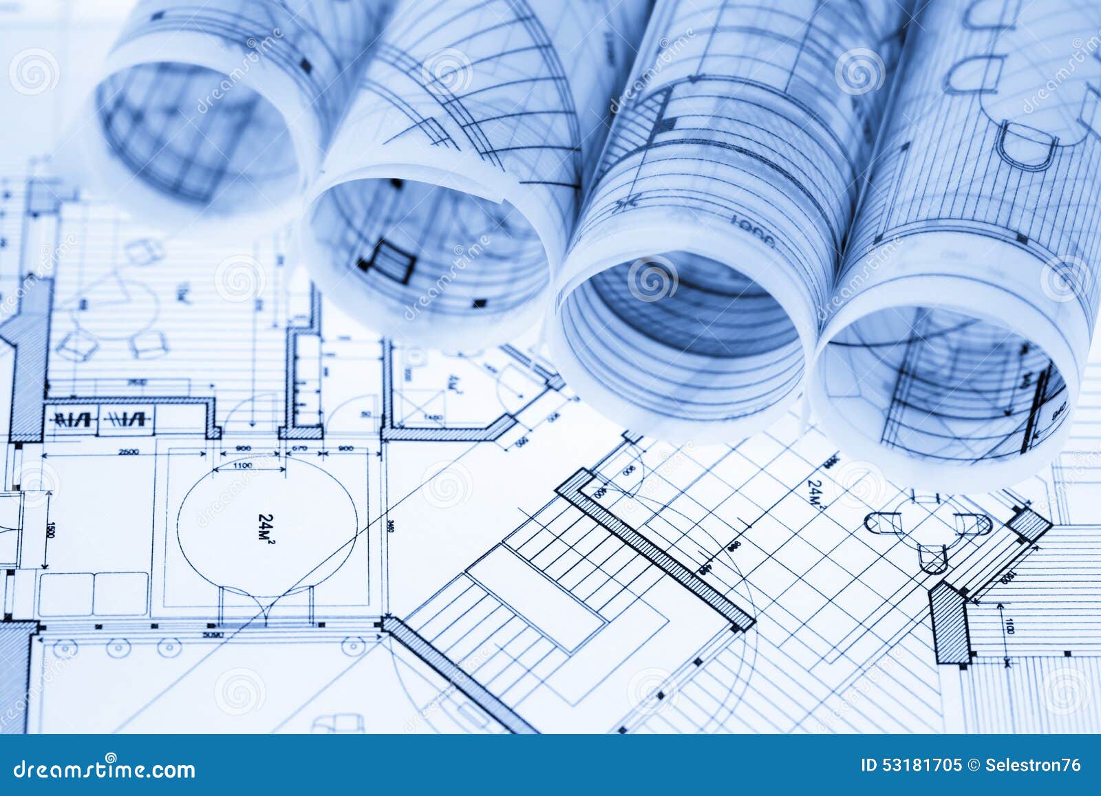 Architecture Plans Of A Building With Small Model House On Top Of ...