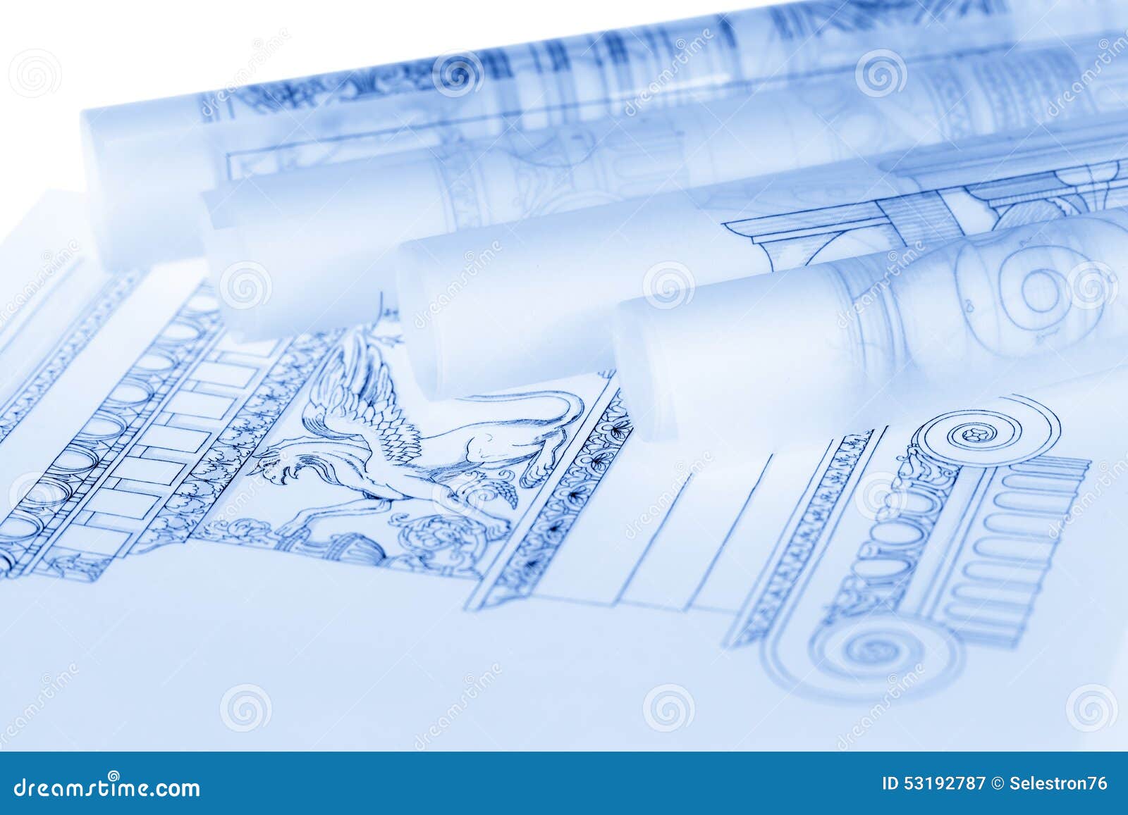 Rolls of Architecture Blueprints Stock Image - Image of engineering ...