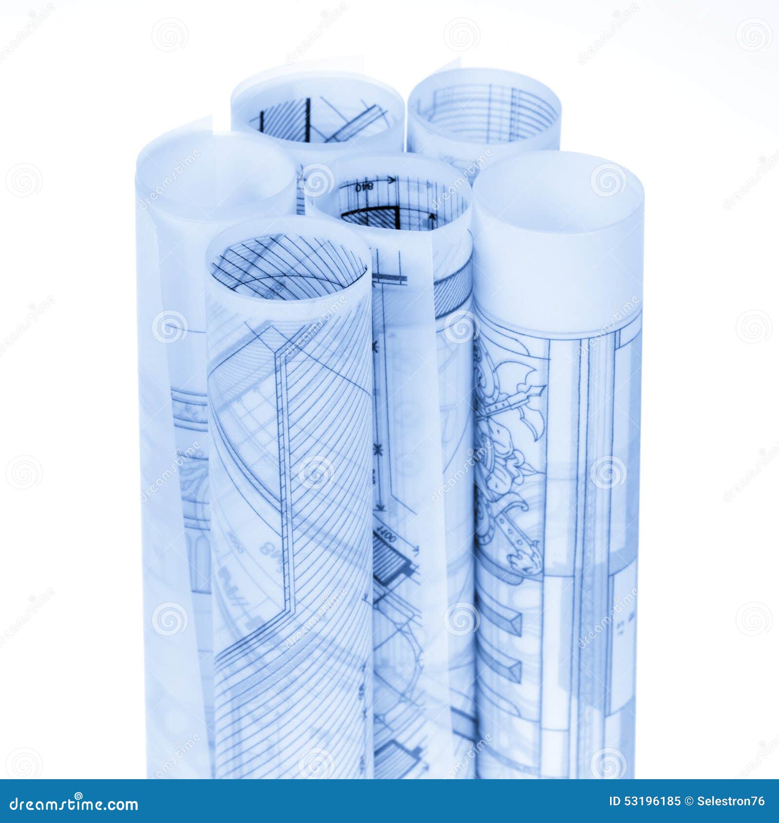 Rolls of Architecture Blueprints Stock Image - Image of architect ...