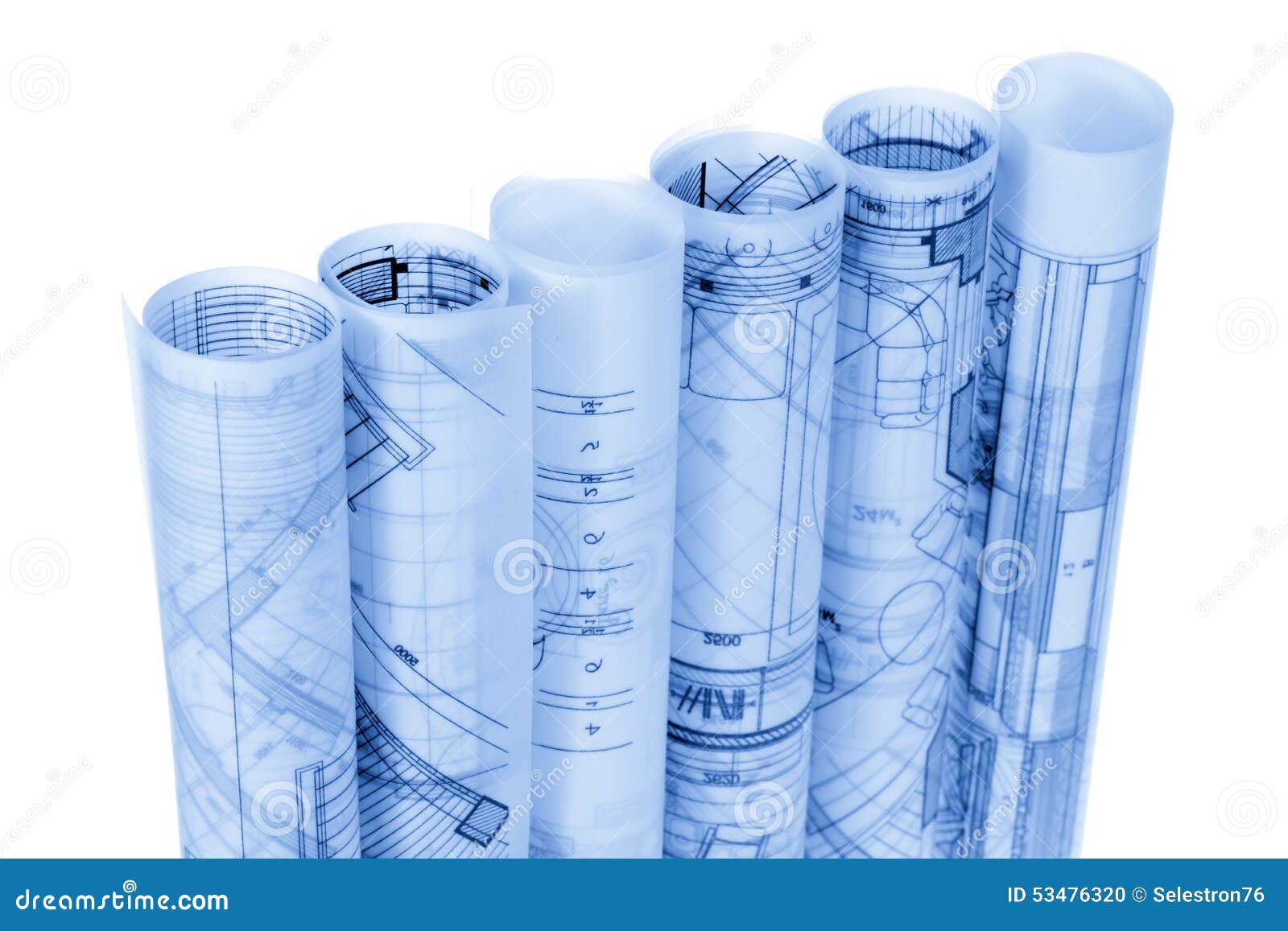 Rolls of Architecture Blueprints Stock Photo - Image of modern ...