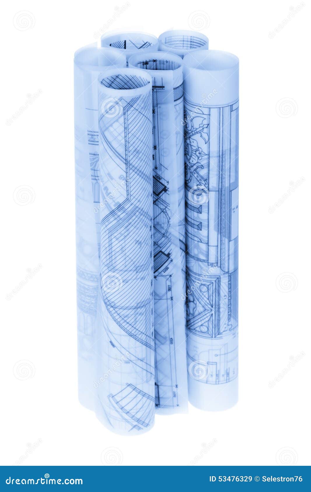 Rolls of Architecture Blueprints Stock Image - Image of residential ...
