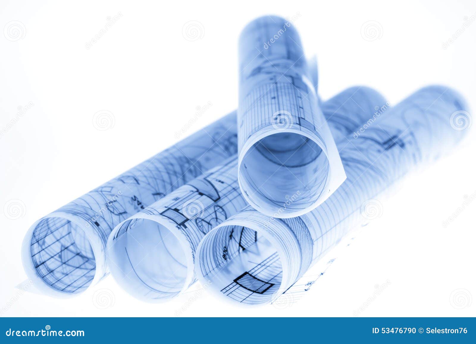 Rolls of Architecture Blueprints Stock Photo - Image of plans, outline ...
