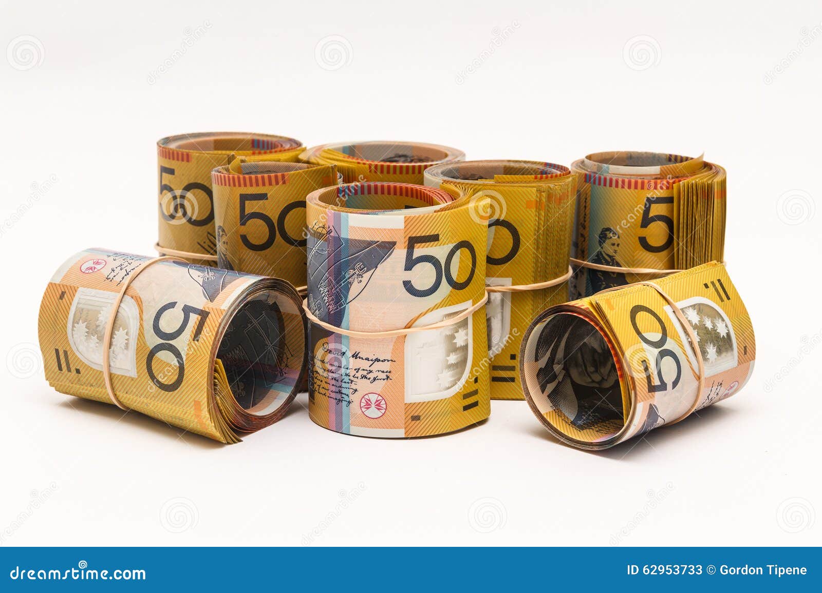 Rolls Of Australian $50 Notes Stock Photo - Image: 62953733
