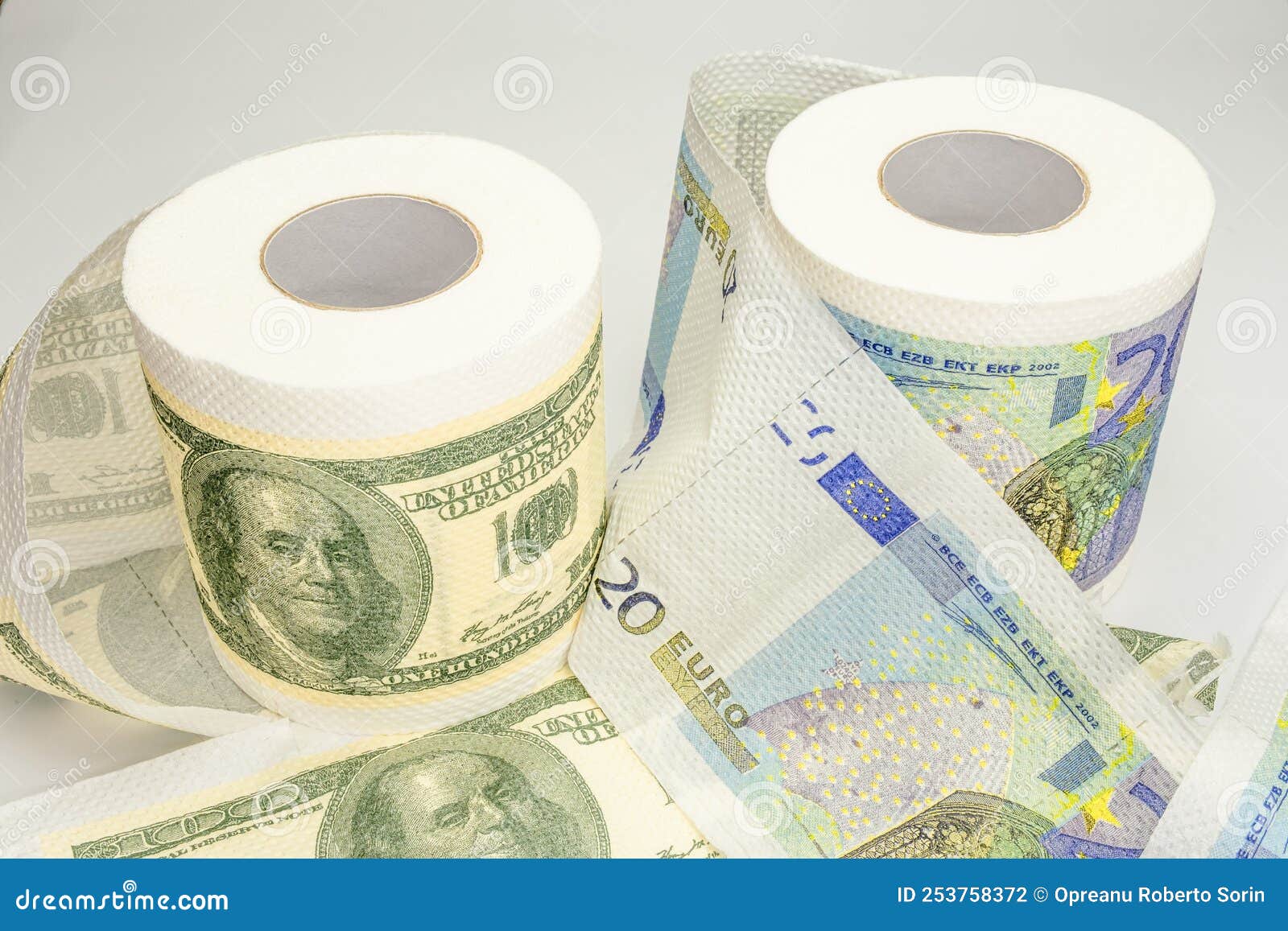 Rolls of Bank Notes Toilet Paper Stock Photo - Image of health ...