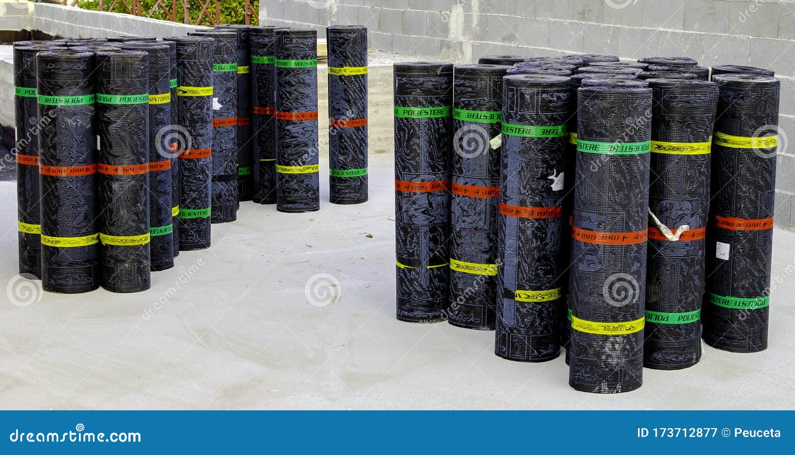 Bituminous Waterproofing Roll Material Is Laid On Wall Of Concrete ...