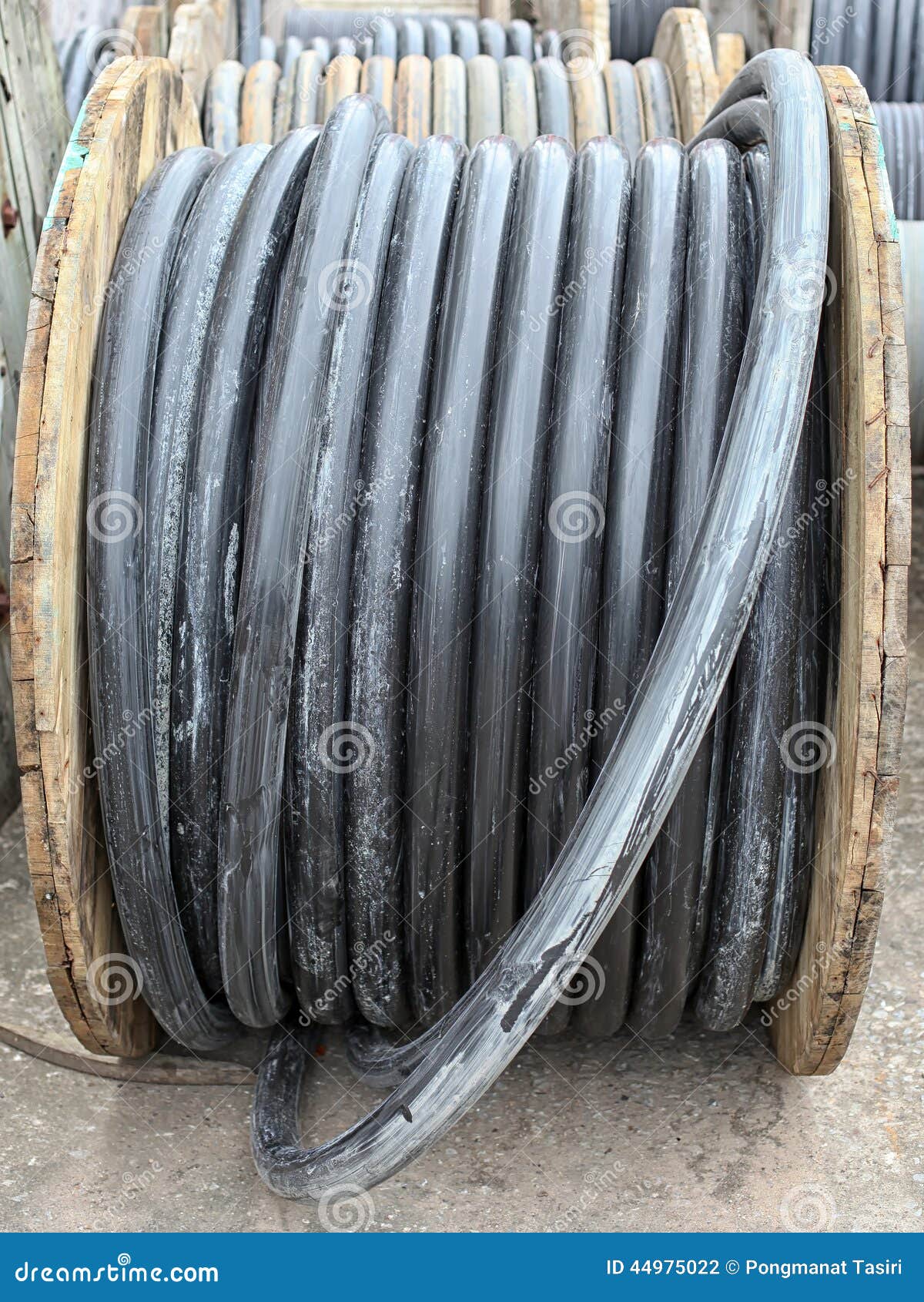 Rolls of black cables stock photo. Image of electricity - 44975022