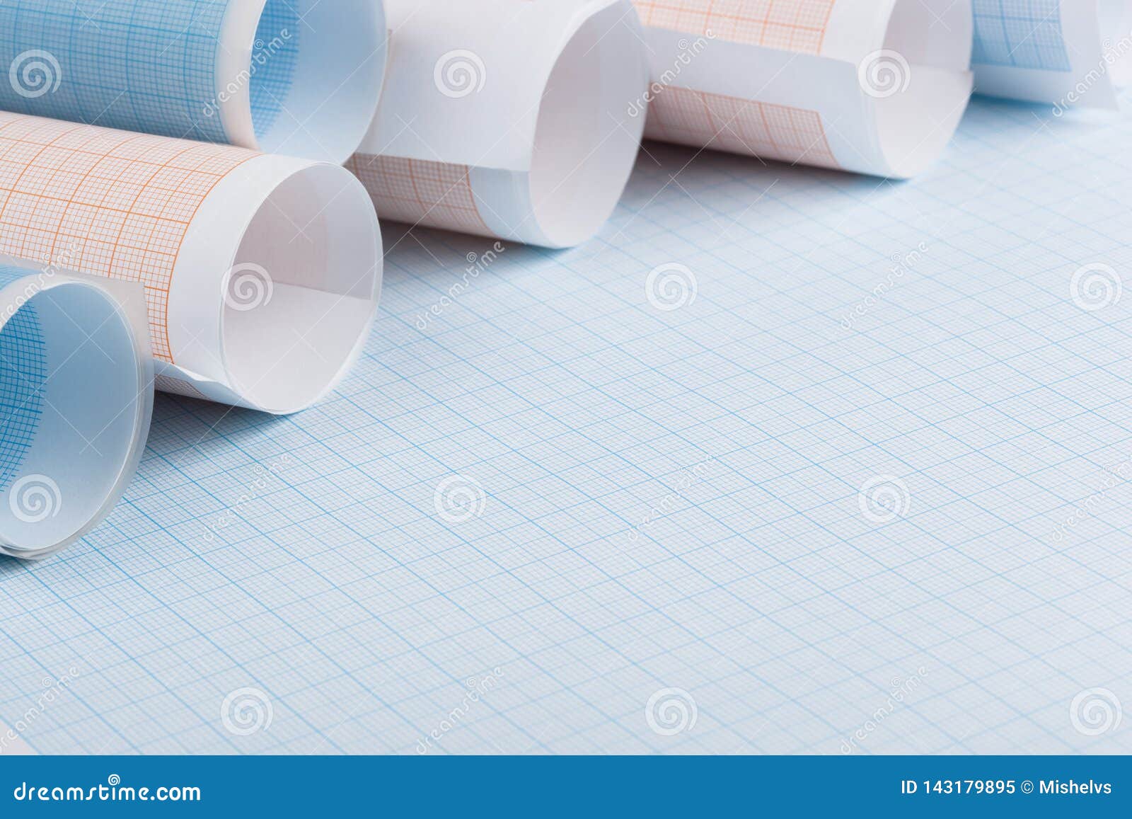 Rolls of Blue and Orange Graph Paper. Stock Image - Image of industrial ...
