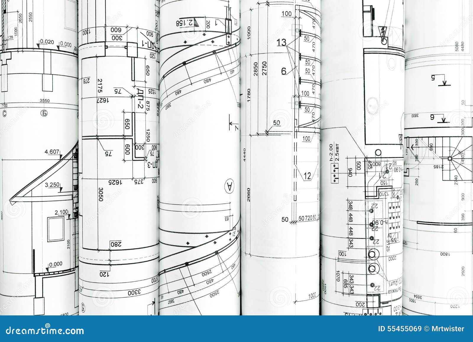 Rolls of Blueprints for House Construction Stock Image - Image of house ...