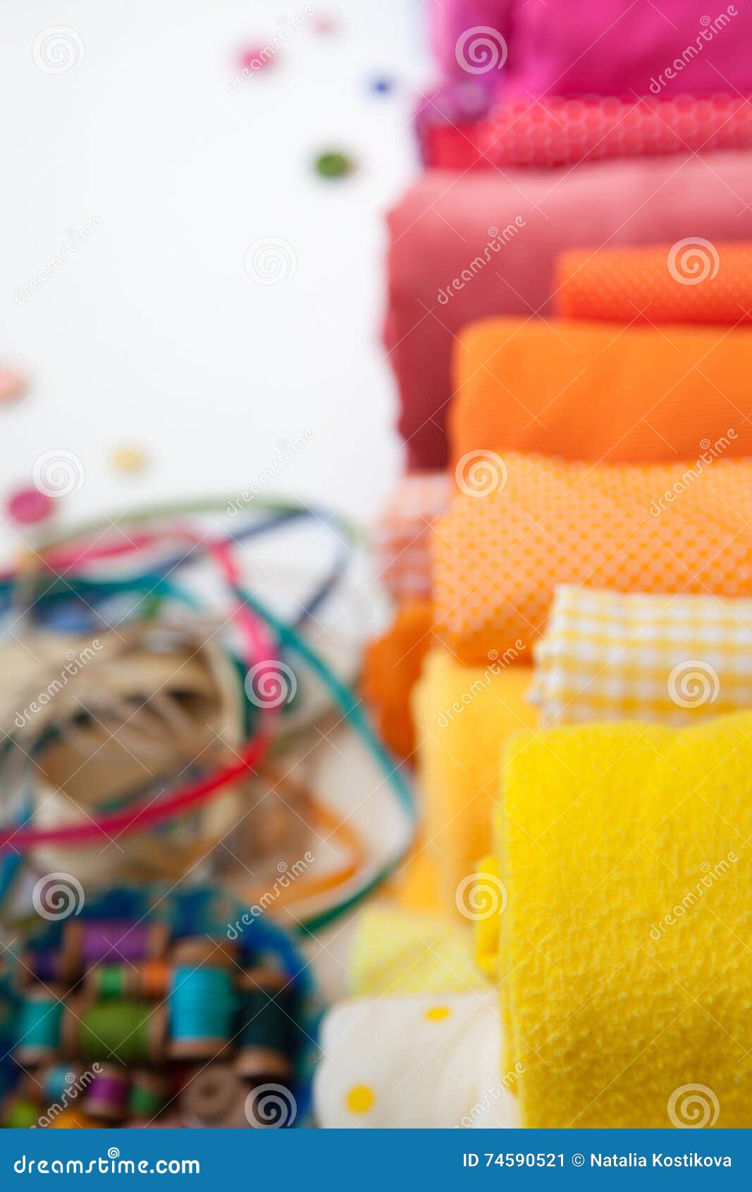 Rolls of Bright Colored Fabric on a White Background. Stock Image ...