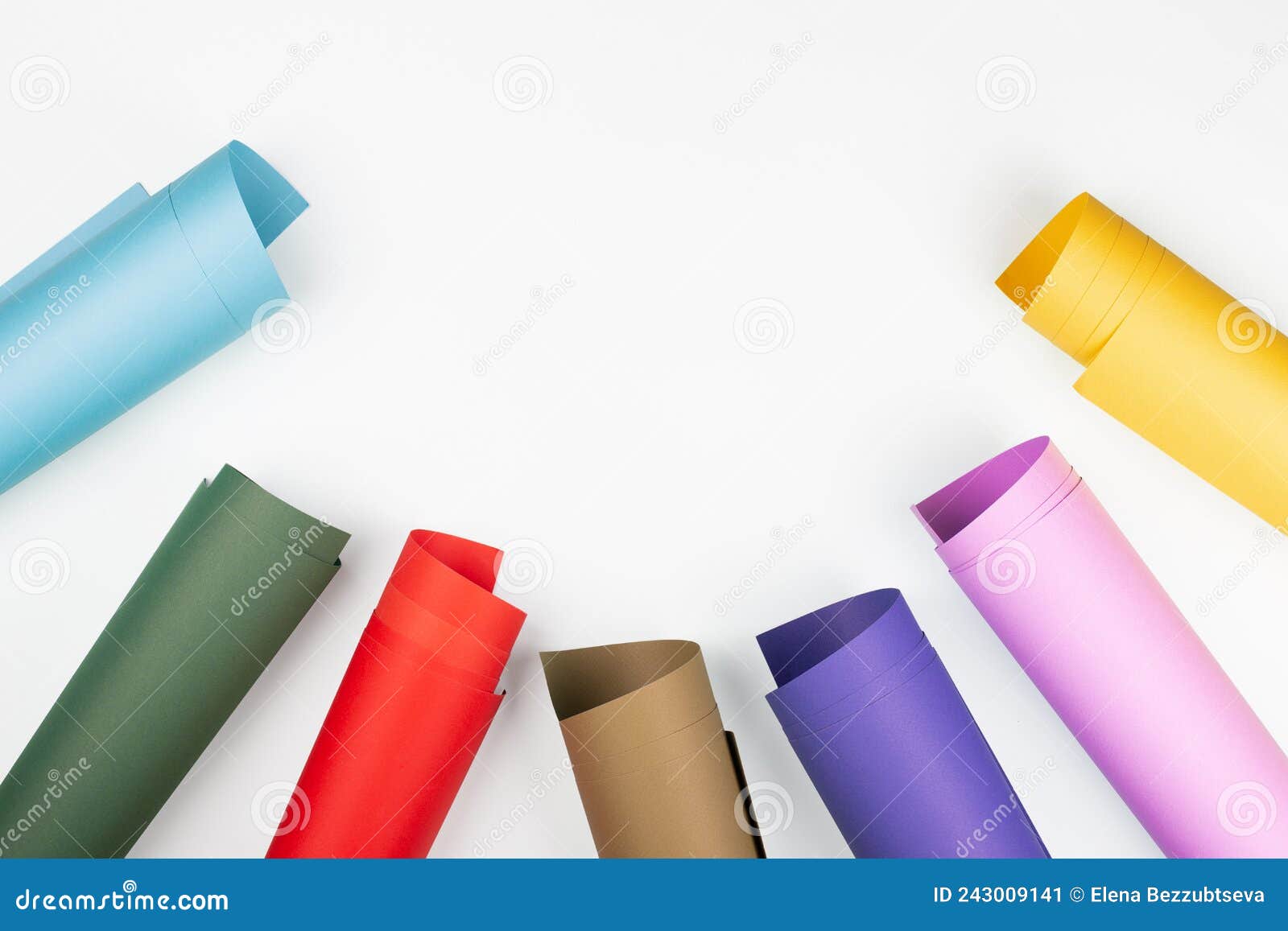 Rolls of Color Paper Isolated on White Background Stock Image - Image ...