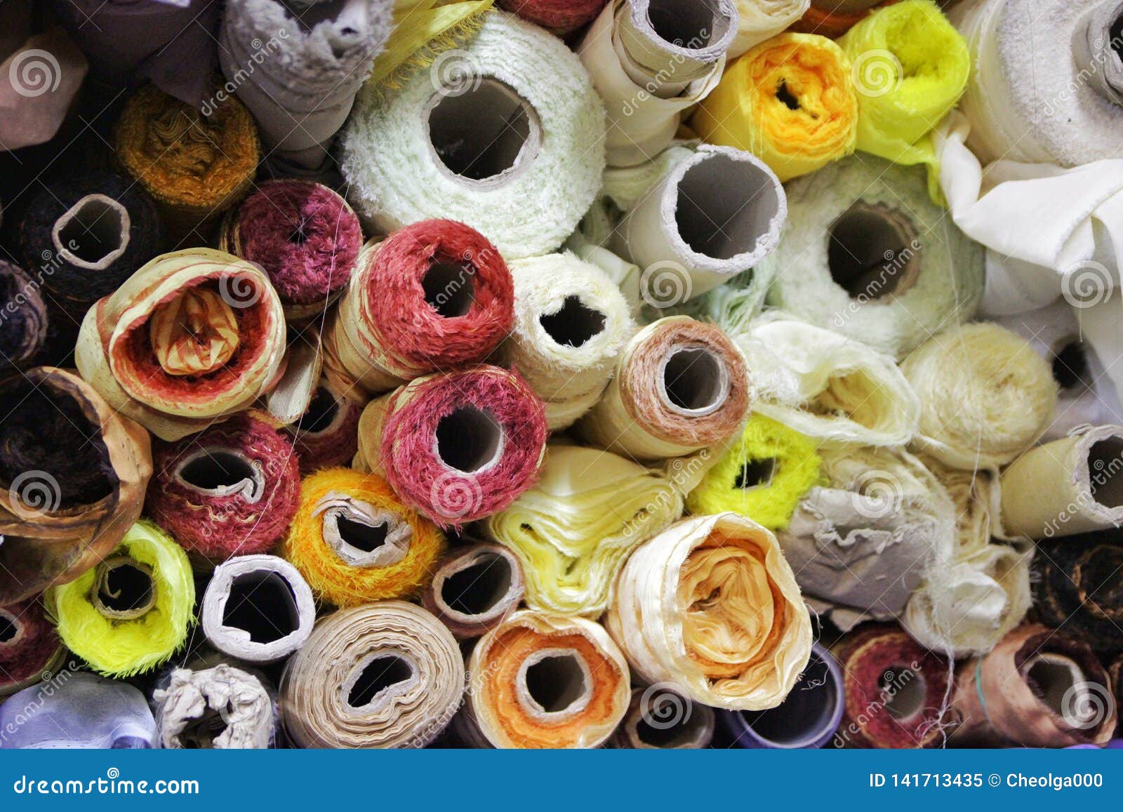 Rolls of Colored Fabrics in the Fabric Store Stock Image - Image of ...