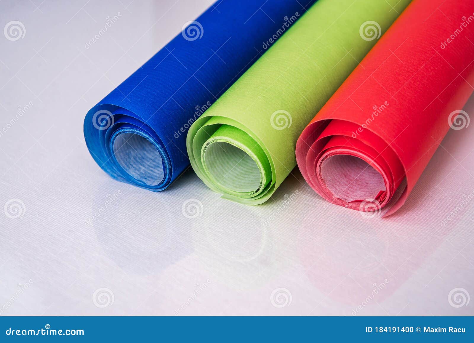Rolls of Colored Paper on a White Background Stock Photo - Image of ...