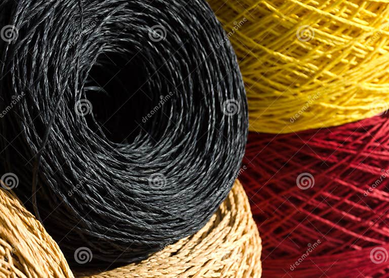Rolls of Colored Raffia Close-up. Skeins of Multi-colored Raffia Stock ...