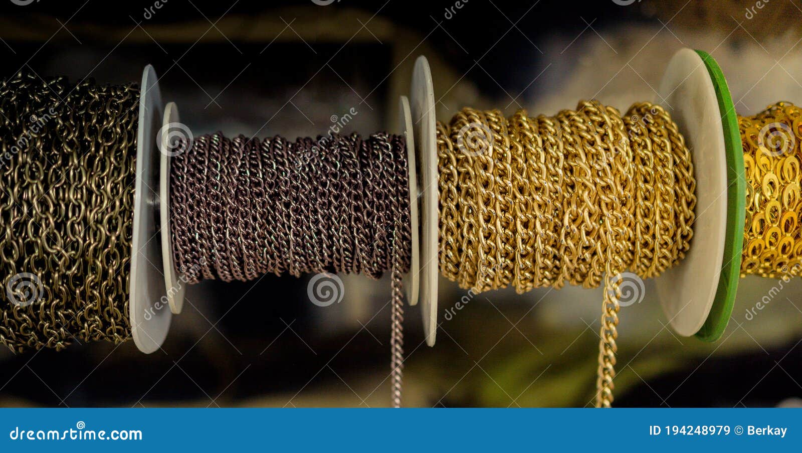Rolls of Colorful Metal Chains As a Background Stock Image - Image of ...