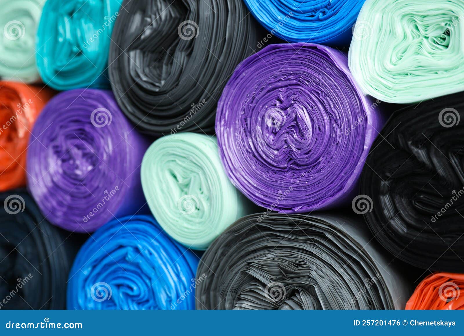 Rolls of Different Color Garbage Bags As Background, Closeup Stock ...