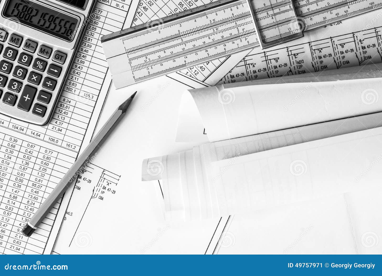 Rolls of Drawings, Calculate and Record the Result Stock Image - Image ...